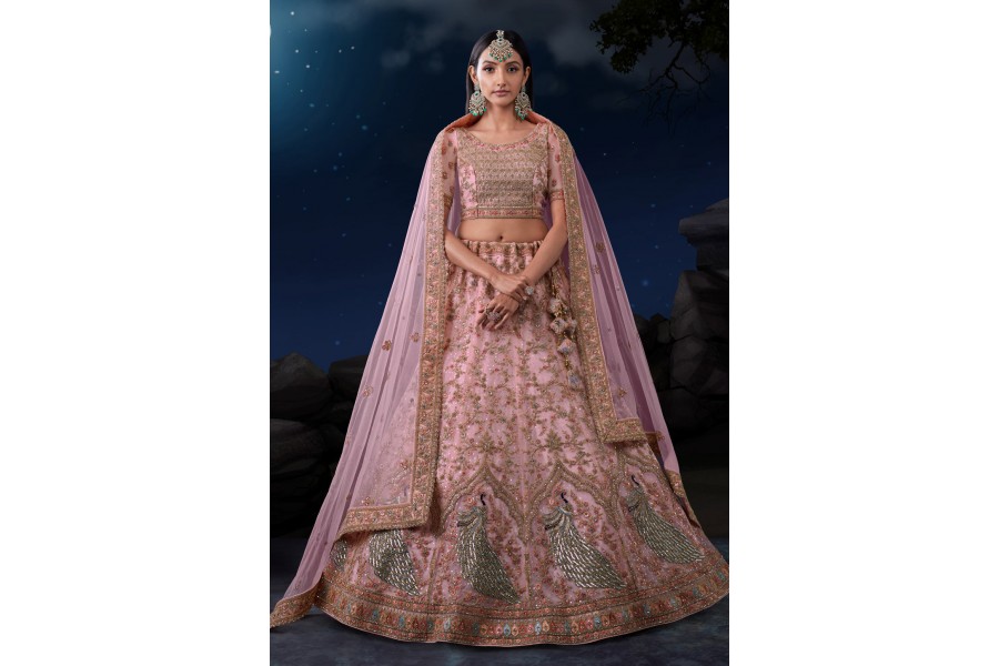 Pink soft net lehenga choli 90010