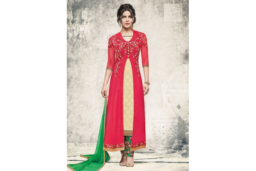 Buy Priyanka chopra Gajri color jacket style straight cut salwar kameez ...