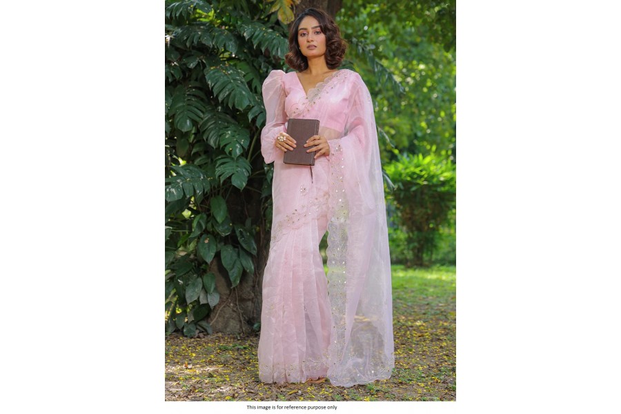 Buy Bollywood Model Light rose organza designer saree in UK, USA and Canada