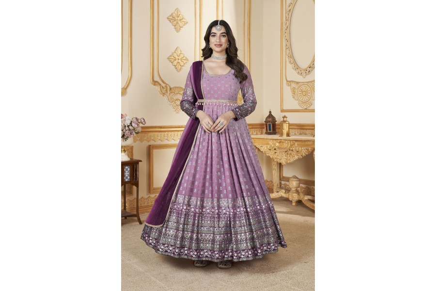 Georgette Anarkali gown dress in Lavender Pink colour 5012