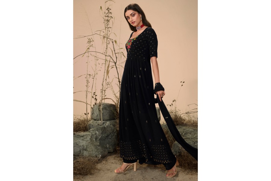 Georgette pakistani suit in Black colour 4828