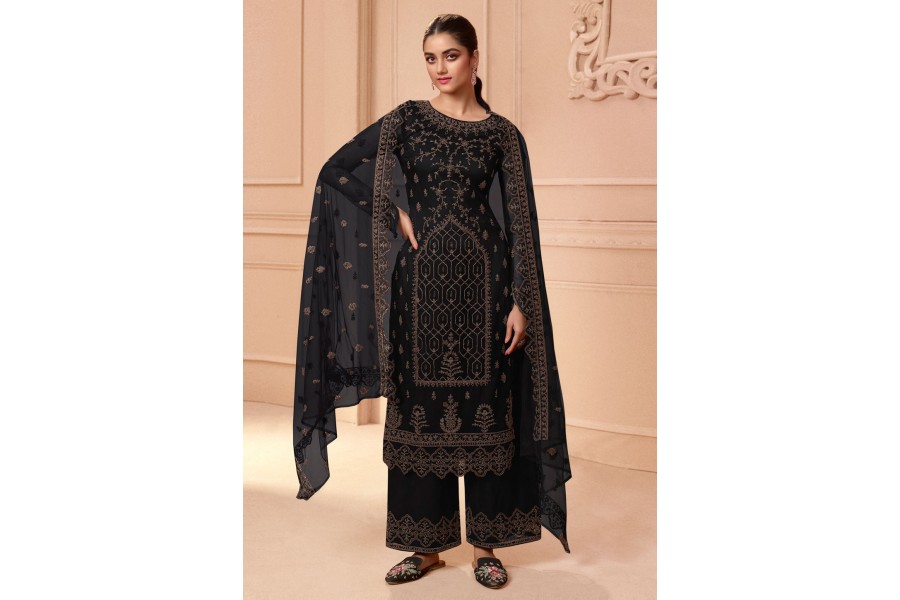 Black net pakistani suit 3505
