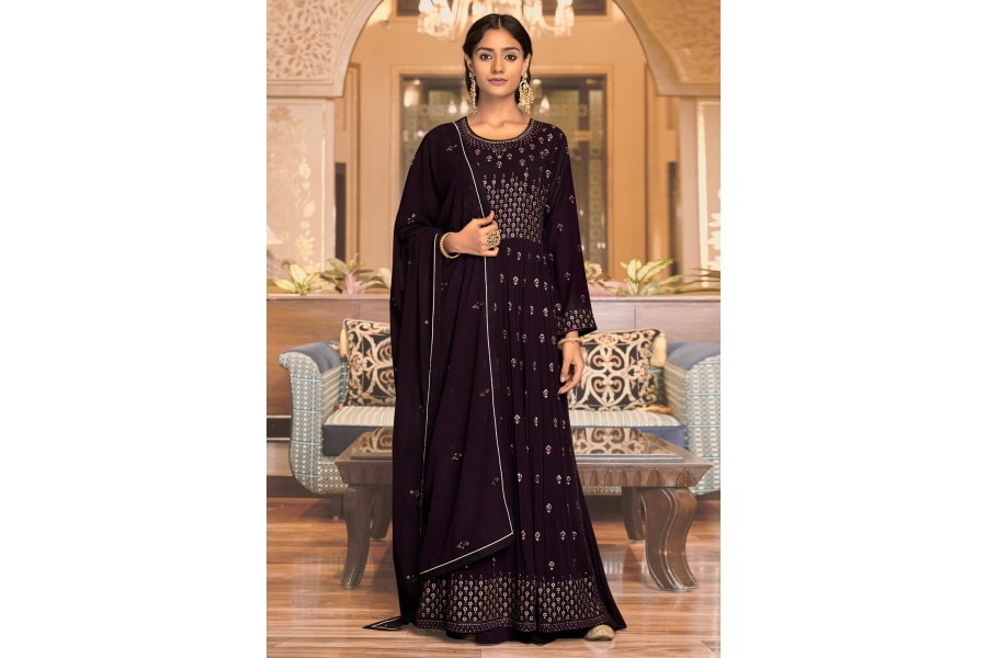 Brown georgette sharara suit 42