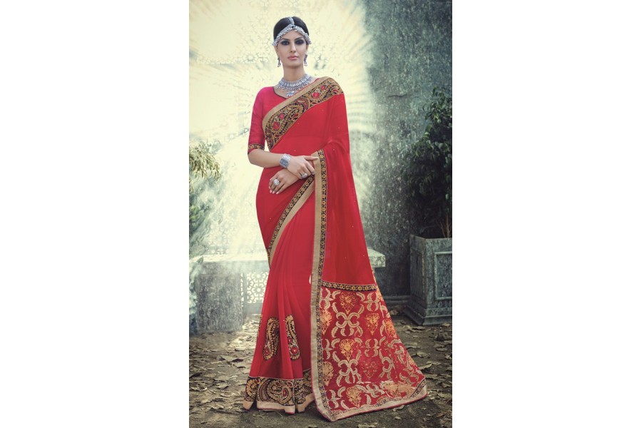Party-wear-Red-10-color-saree