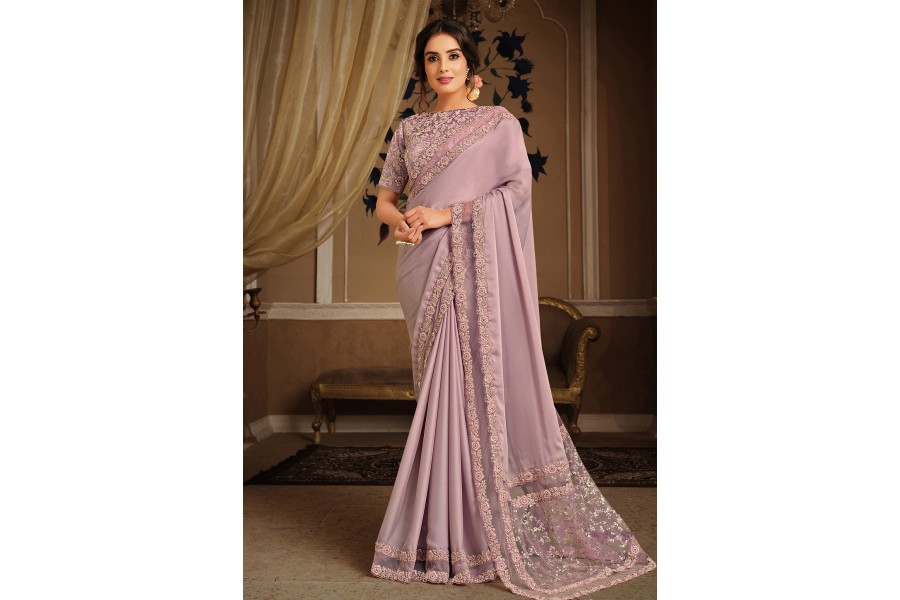 Light purple silk party wear saree 21306