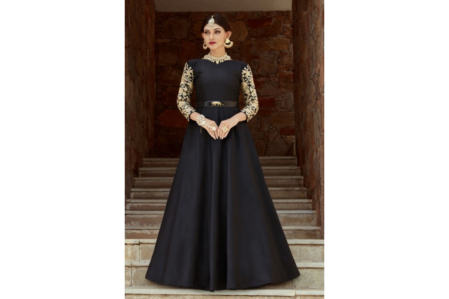 Indian Dress Black Color Indo Western Gown 1108