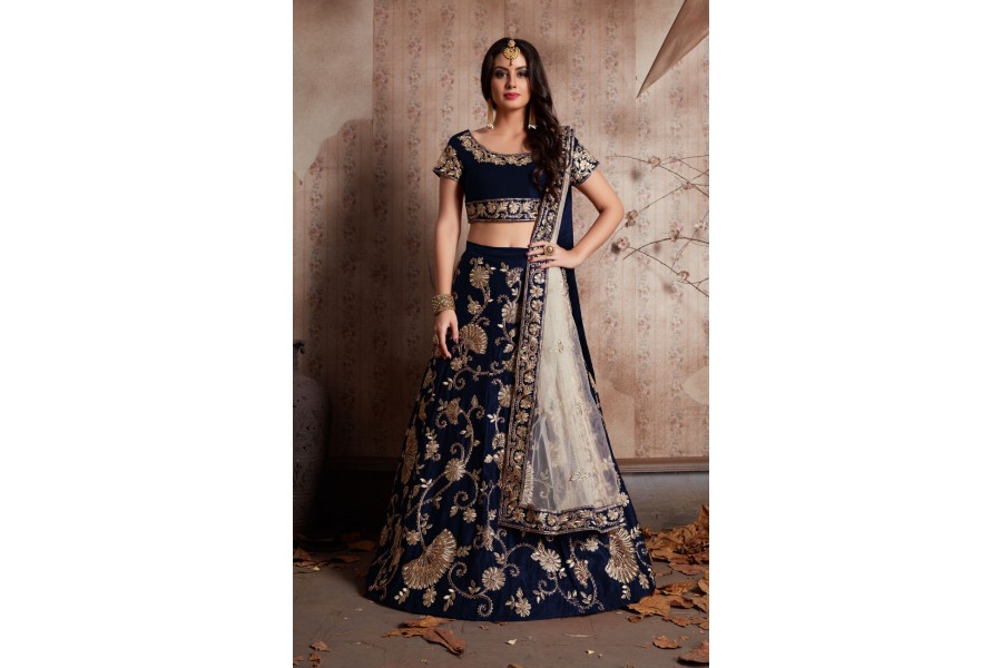 Indian Dress Blue Color Bridal Lehenga 341B