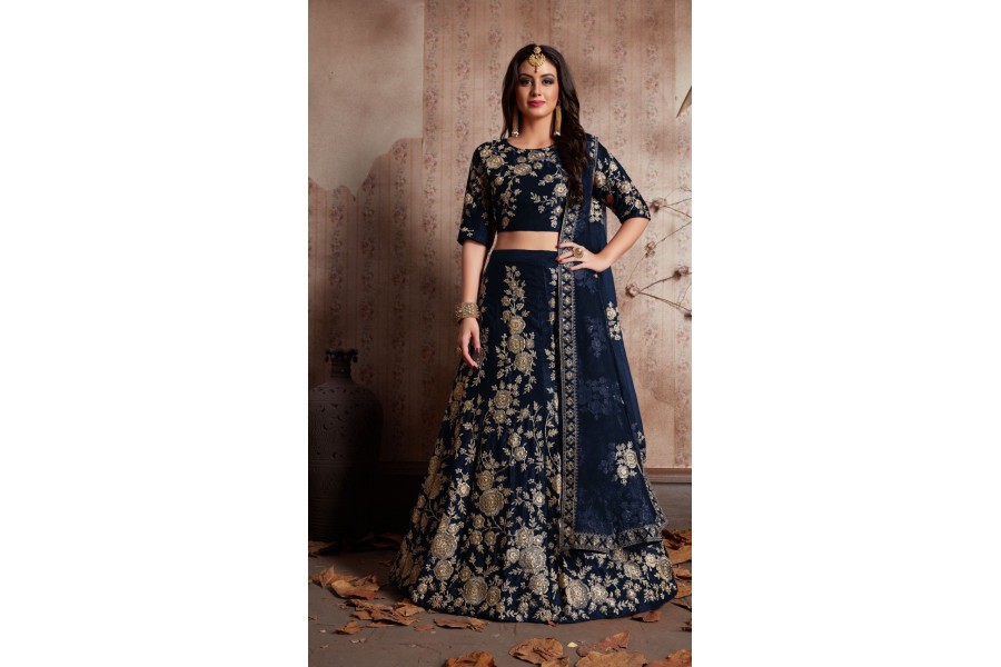 Indian Dress Blue Color Bridal Lehenga 359B