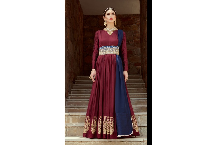 Indian Dress Maroon Color Bridal Lehenga 1107