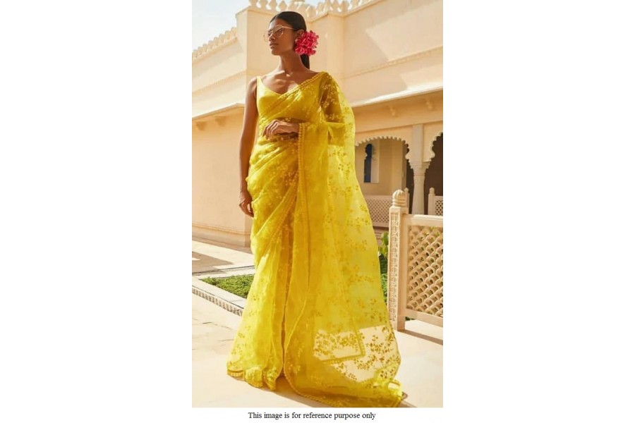 Buy Bollywood Sabyasachi Inspired yellow net saree in UK, USA and Canada Buy Bollywood Sabyasachi Inspired yellow net saree in UK, USA and Canada