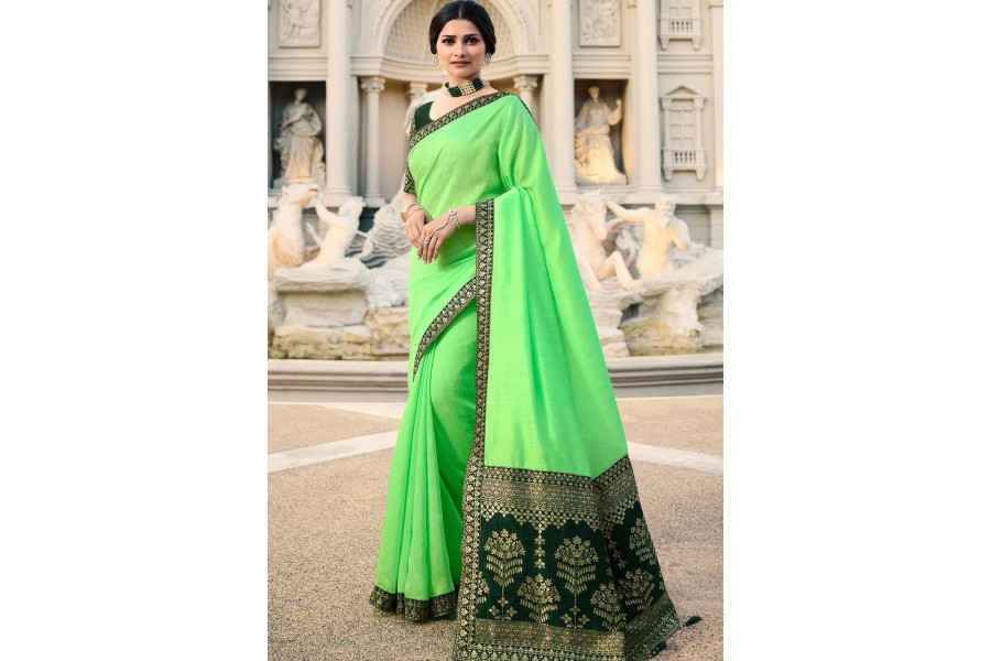 prachi desai light green milano silk saree with blouse 20765