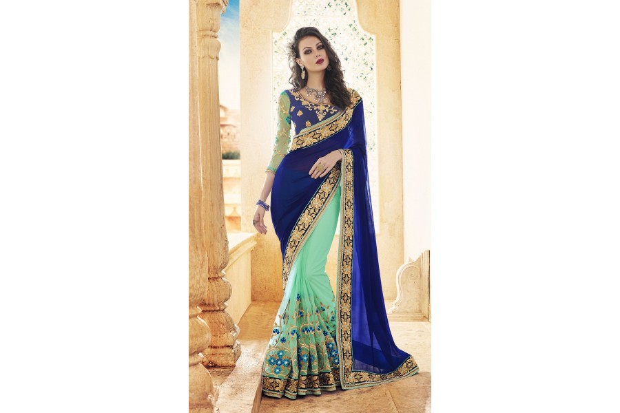 Party-wear-Sea-Green-Blue-9-color-saree