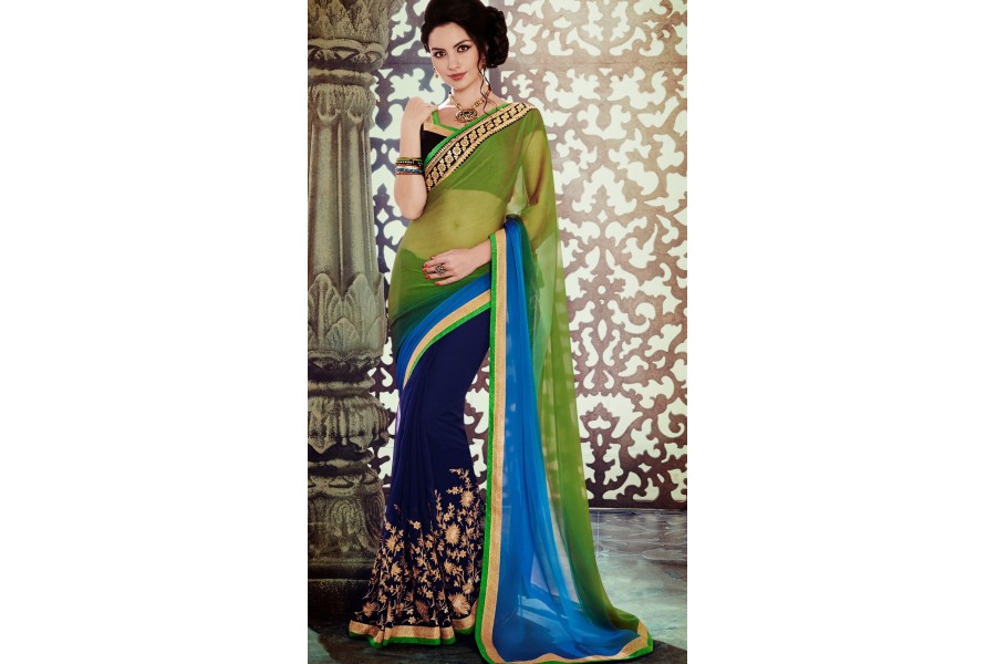 Party-wear-Green-Blue-5-color-saree