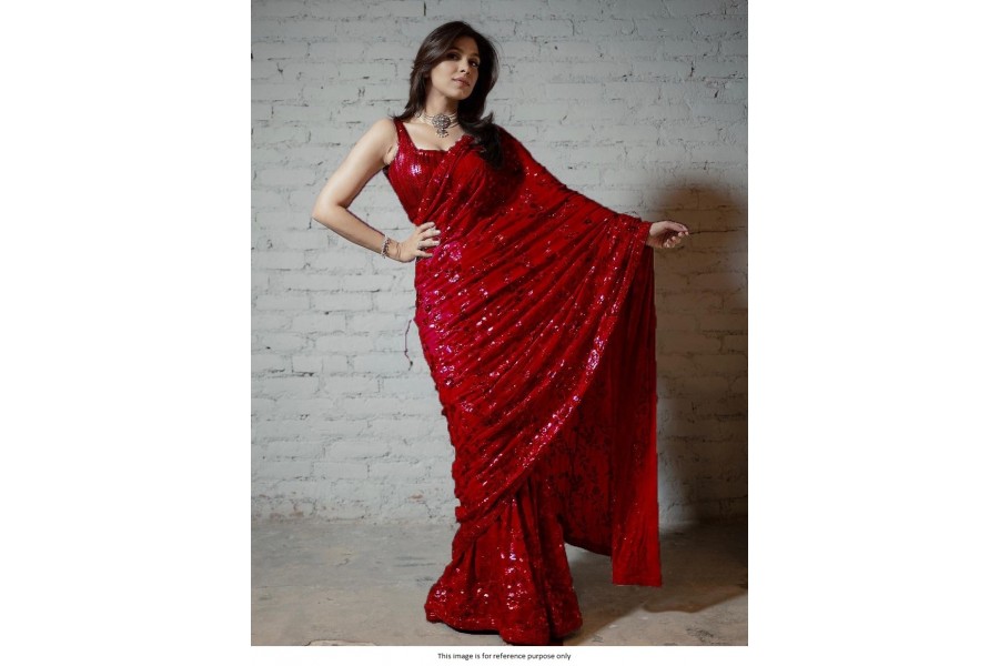 Buy Bollywood Model Red color georgette sequins sareee in UK, USA and ...