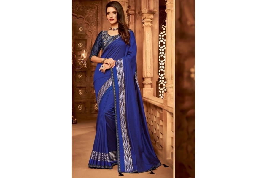 royal blue designer silk saree 2316