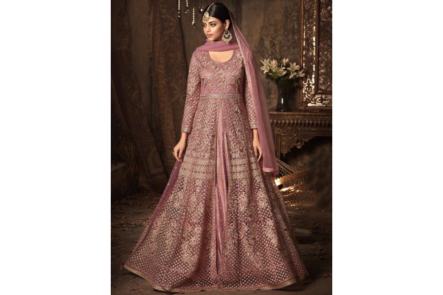 Buy Pink color net wedding anarkali in UK, USA and Canada