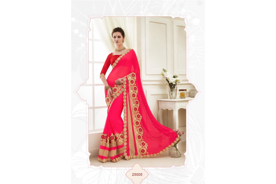 Party wear red color saree