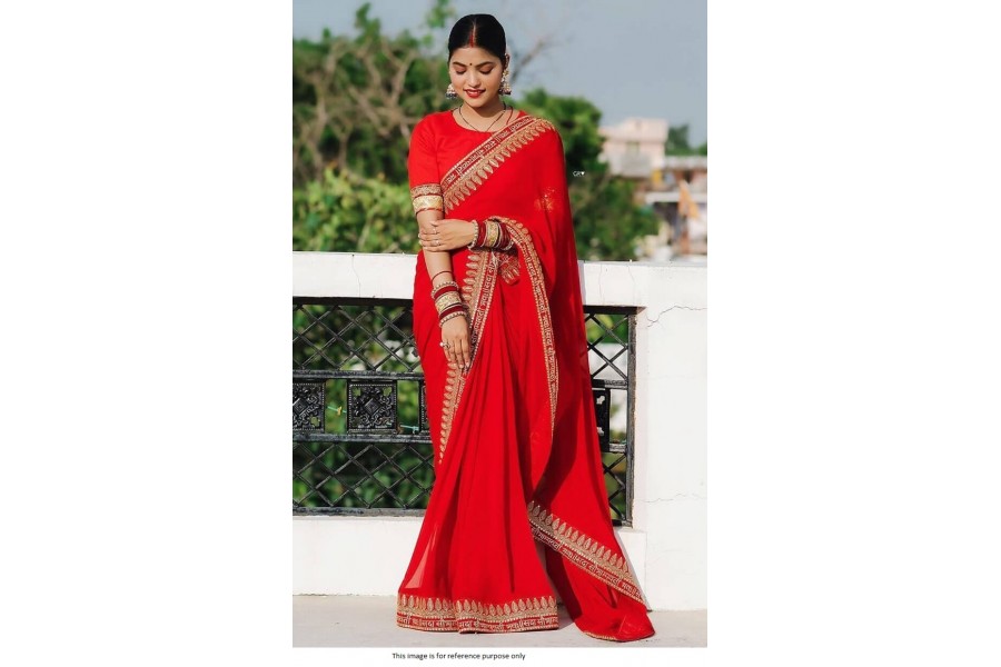 Buy Bollywood Model Red color pooja wear saree in UK, USA and Canada