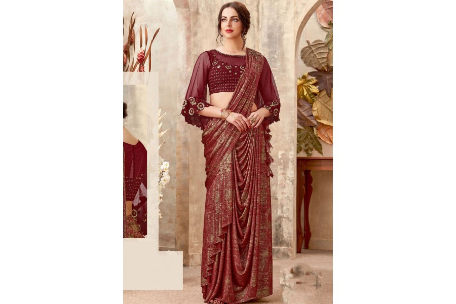 Buy Rustic color designer party wear saree in UK, USA and Canada