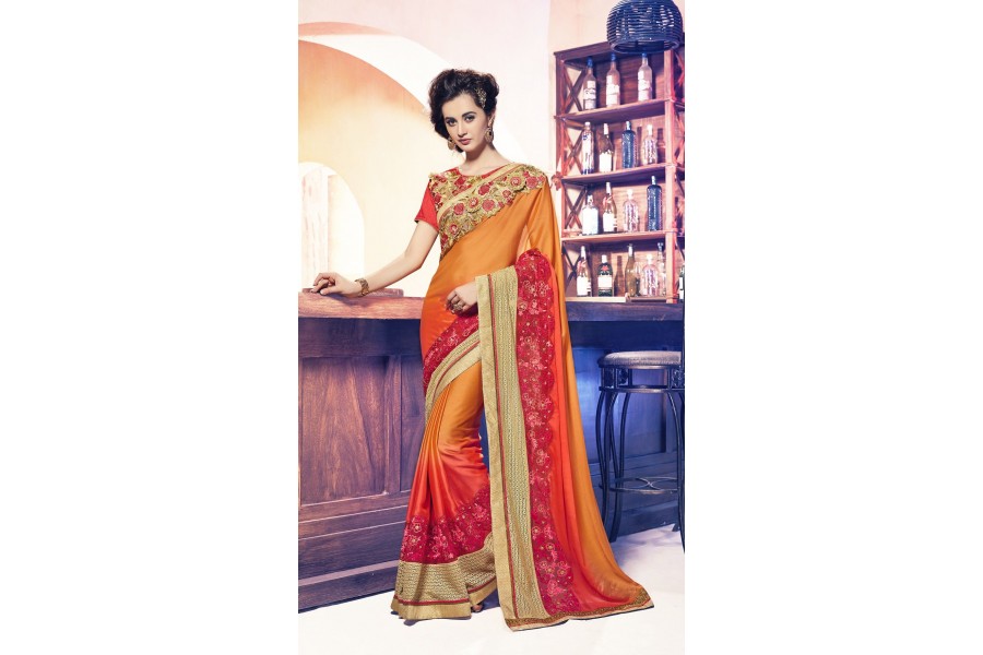 Party-wear-orange-red-11-color-saree