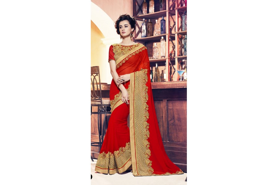 Party-wear-red-12-color-saree