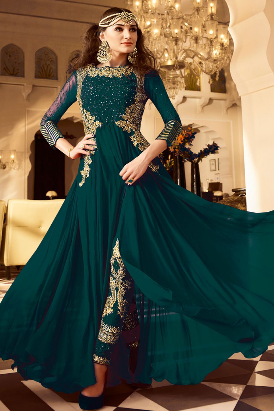Buy Green color Georgette party wear anarkali in UK, USA and Canada Buy Green color Georgette party wear anarkali in UK, USA and Canada