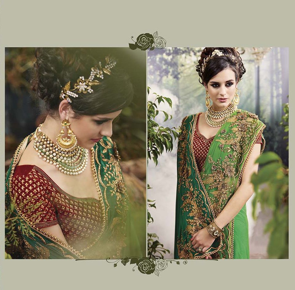 Party-Wear-Green-Heavy-Work-Saree