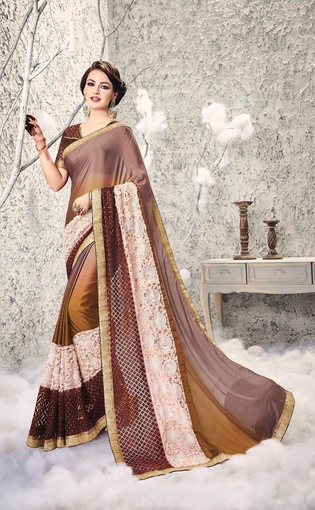 Party-wear-brown-2-color-saree