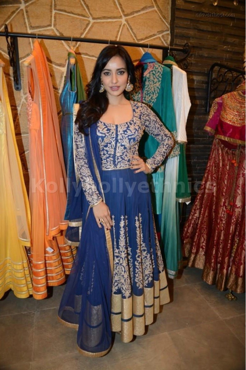 Bollywood Style Neha Sharma Georgette Anarkali in Blue Color