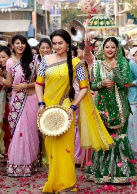 Bollywood Style Sonakshi Sinha Georgette Saree In Yellow Color