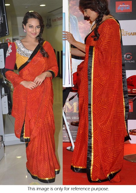 Bollywood Style Sonakshi Sinha Georgette Saree in Red color