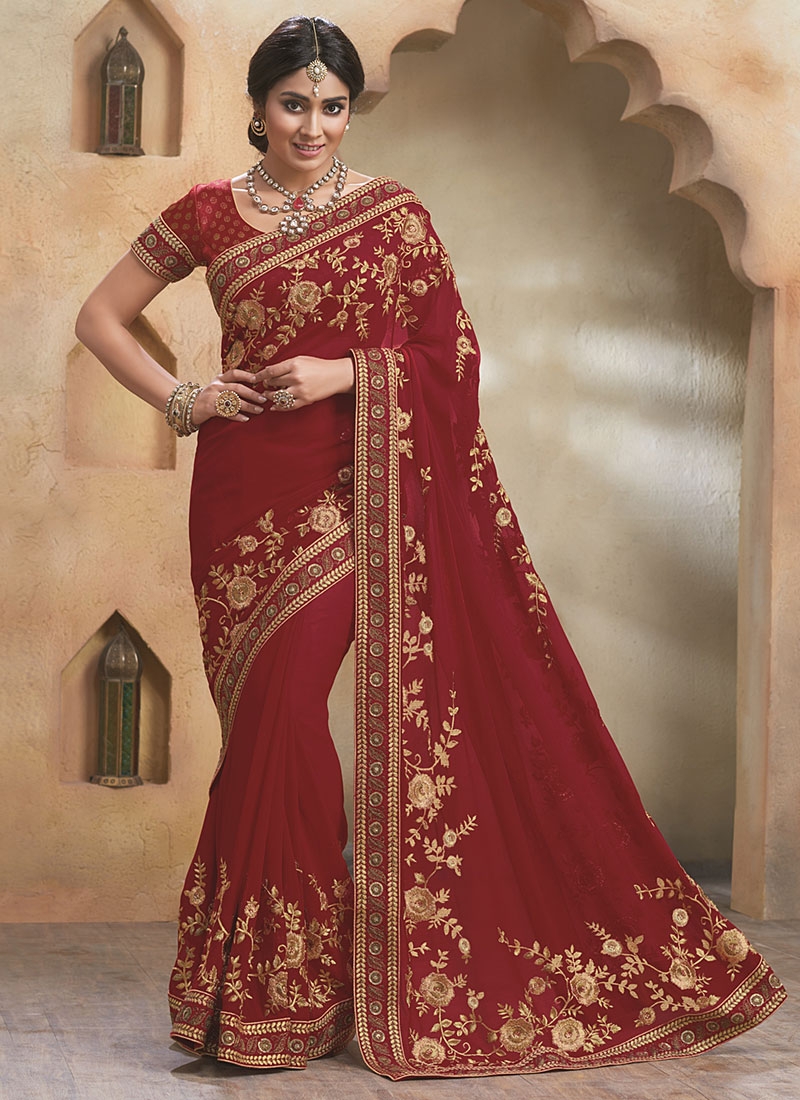 Designer Saris online shopping in USA UK Canada|Buy Garish Maroon ...