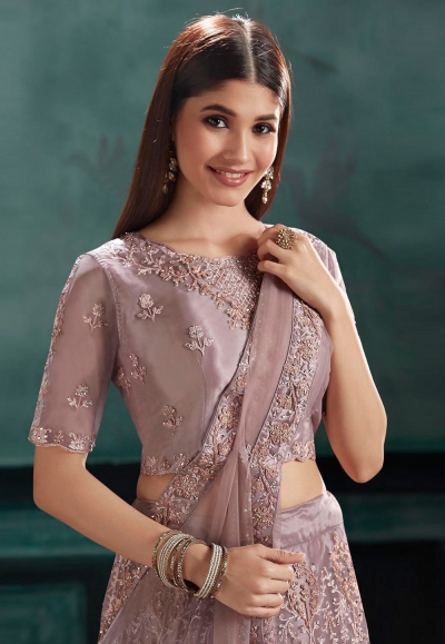 Light purple net a line lehenga choli 3036