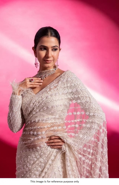 Buy Bollywood model net white fancy work wedding saree in UK, USA and ...
