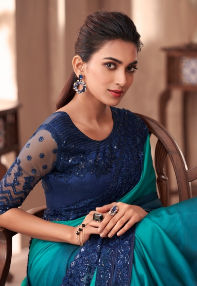 Silk half n half Saree in Blue colour 1109
