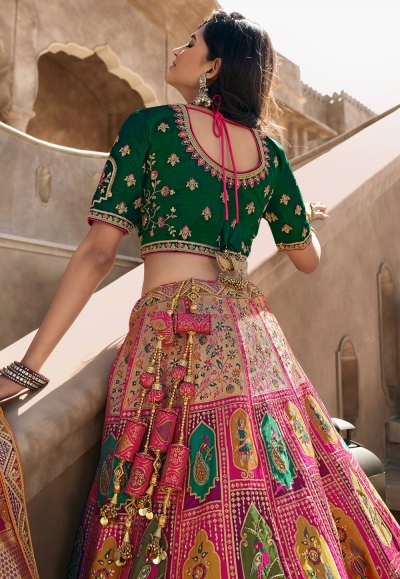 Banarasi silk circular lehenga choli in Multicolor colour 10236