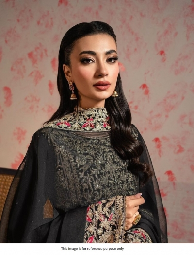Buy Bollywood Model Faux georgette heavy embroidery work Black Palazzo ...