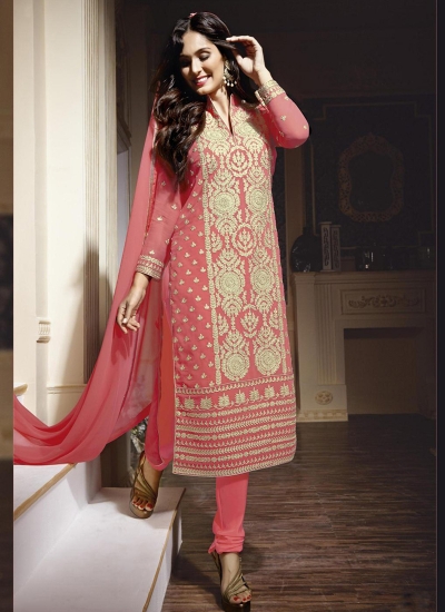Buy Gajri colour georgette party wear straight cut salwar kameez in UK ...