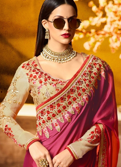 superlative red fancy fabric party saree 1161