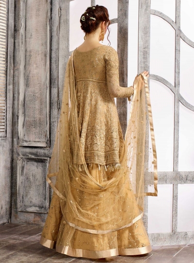 Buy Beige color net wedding wear suit in UK, USA and Canada